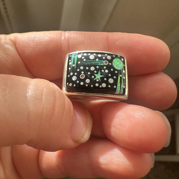 Contemporary Navajo Inlay Ring by Marty Yazzie - Etsy