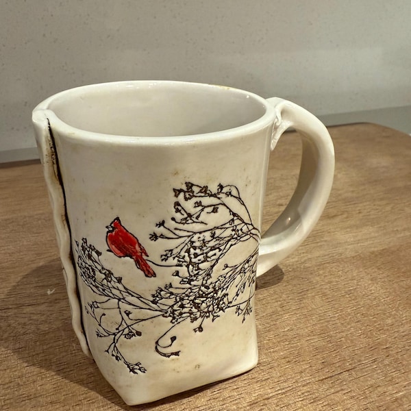 White Lace Mug, Colleen Deiss Designs, Ceramic Coffee Cup, Slab Built ...