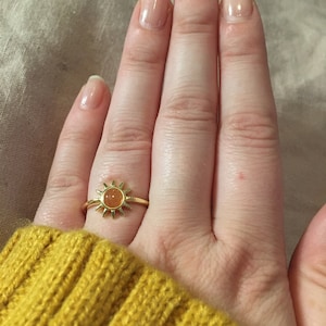 Gold Sun Ring, Sunstone Ring, Celestial Sun Ring, Tiny Sun Ring ...