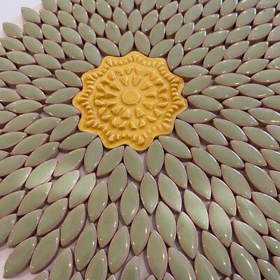 Handmade Ceramic Circle Tile With a Swirl for Use in Mosaics - Etsy