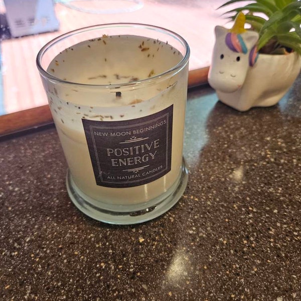 Positive Energy Candles - Crystal & Herb Candle - Soy Aromatherapy ...