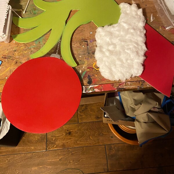 Grinch Hand Wood Sign Unfinished Wood Door Hanger Christmas MDF Paint ...