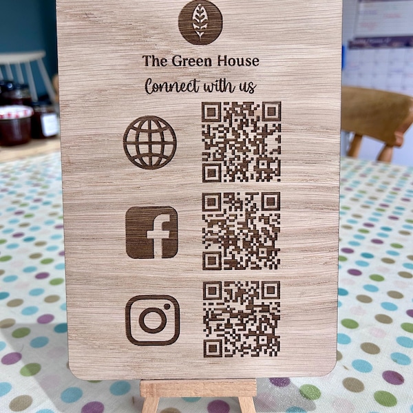 Handmade Wooden Social Media Sign | Custom QR Codes for Website ...