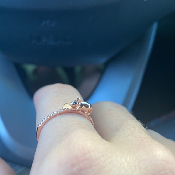 Silver Unique Statement Baby Mouse Ring, Yellow Gold Year of the Rat ...