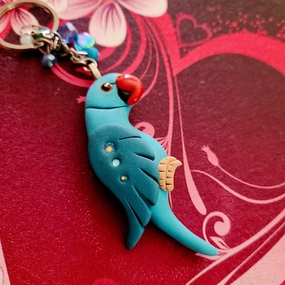 African Grey Parrot Keychain Handmade Parrot Figurine Made - Etsy