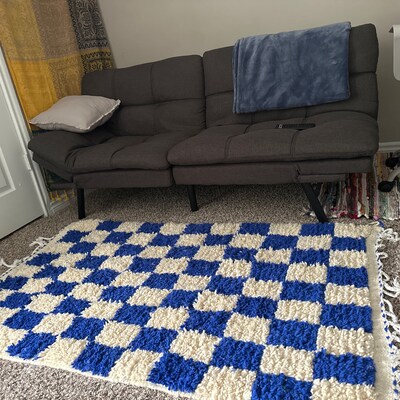 Checkered Rug Dark Beige, Moroccan Handmade Checker Rugs Runner ...