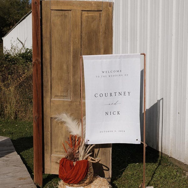 Fabric Wedding Welcome Sign Modern Wedding Welcome Sign Fabric Linen ...