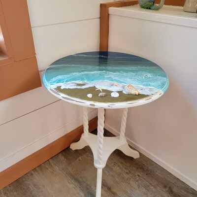 Side TABLE With OCEAN WAVES - Etsy