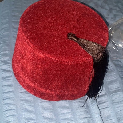 Egyptian Turkish Red Fez Tarboush Hat Black Tassel, Doctor Who Fez Hat ...