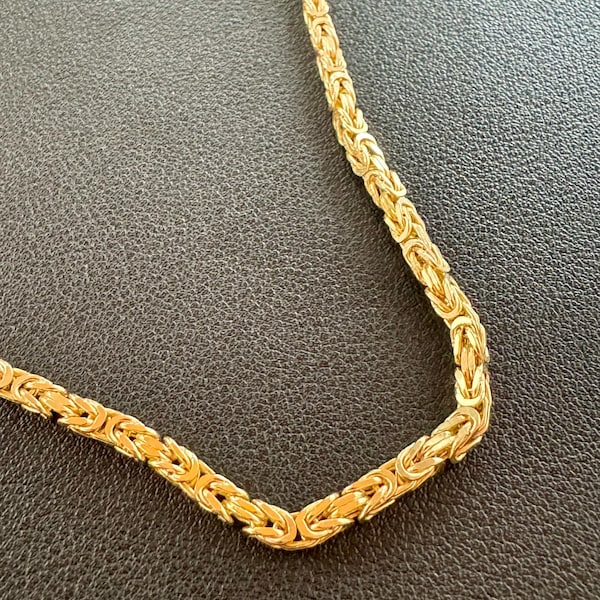 14K Real Gold Byzantine Chain Necklace: 3mm or 5mm Thickness - Etsy