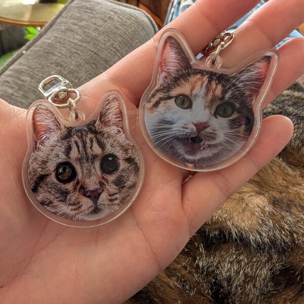 Custom Cat Keychain, Dog Keychain, Pet Keychain, Personalized Pet Photo ...