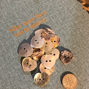 Heart Shape 17.5MM MOP Shell Buttons Natural Pearly 11/16 Buttons Size ...