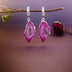 Royal Blue Geode Slice Pairs Geode Slice Gold Plated Earrings | Etsy