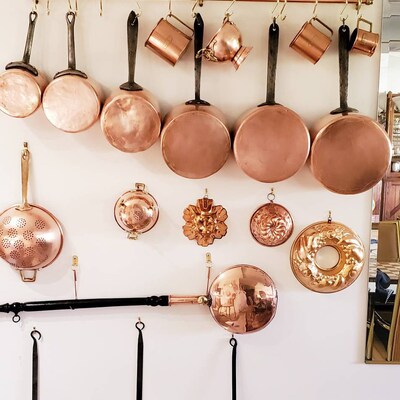 Handmade Copper and Brass Pot and Pan Rack, Copper Rails, Copper ...