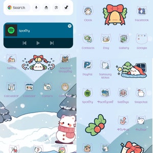 Cute Winter Kitties App Icon Set Kawaii Aesthetic Theme for Android IOS ...
