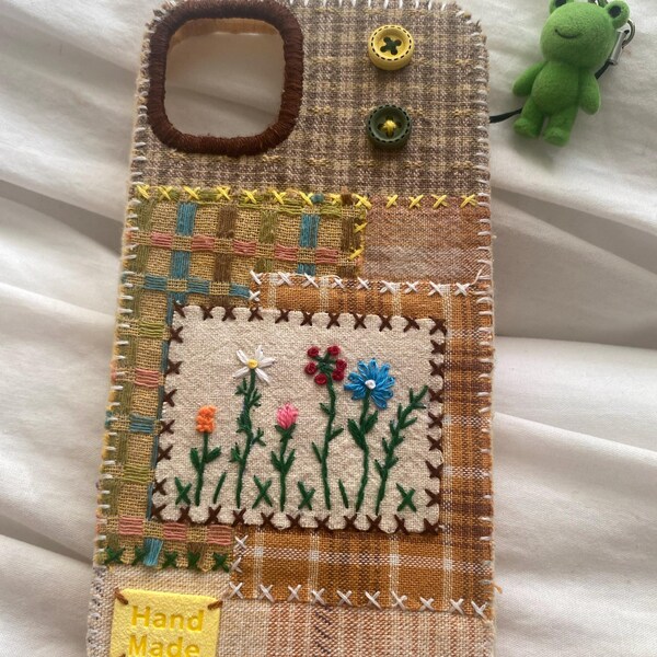 Handmade Embroidery Patchwork Phone Case,fabric Art Phone Case,unique ...