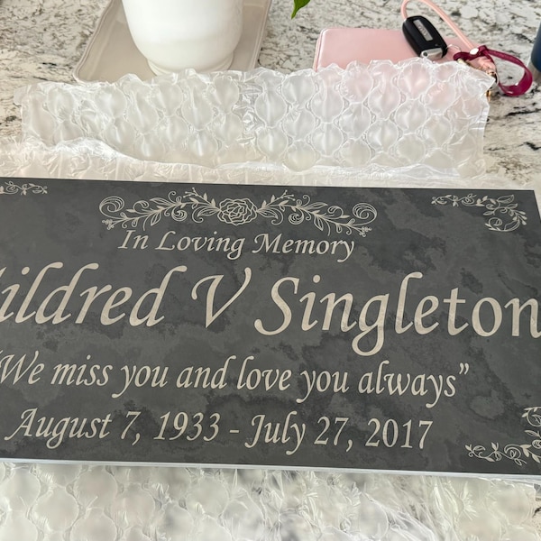 Memorial Stone Gray Slate for Mom Dad, Personalized in Loving Memory ...