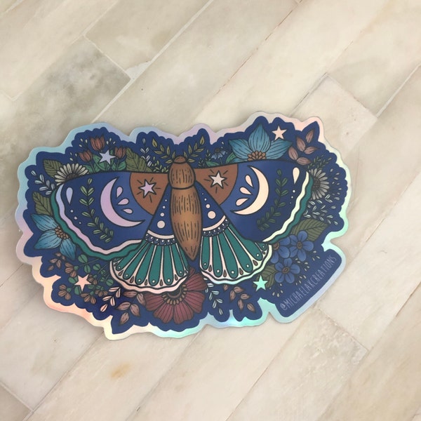 Holographic Moth Sticker | Witchy Sticker | Moth Sticker|stickers for ...