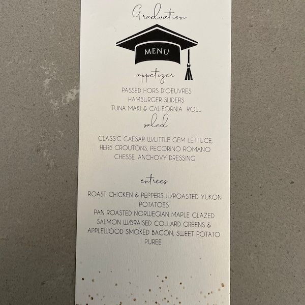 Graduation Dinner Menu, Printable Dinner Menu, Instant Download ...