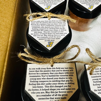 Personalized Baseball Senior Gift Dirt Jar Tag, Printed Home Plate Tag ...