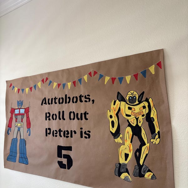 Transformers Autobots Roll Out Hand Painted Birthday Banner - Etsy