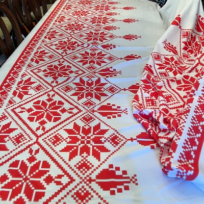Palestine Tatreez Printed Embroidery Henna Table Runner cotton, Poly ...