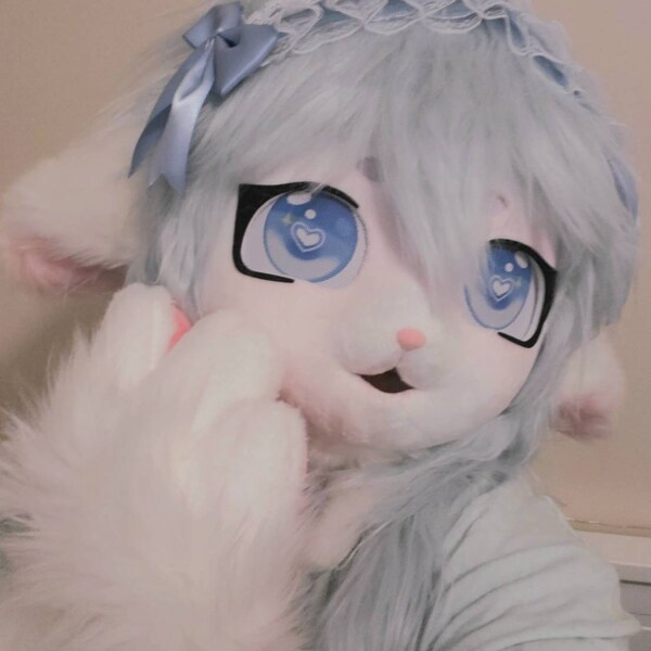 Glacier Sheep Fursona Kig Mask Head, Tender Blue Lamb, Cosplay ...