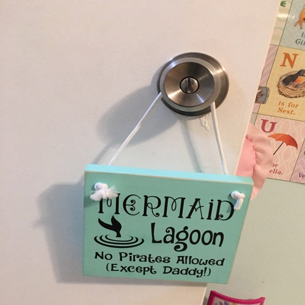 Adorable | Turquoise | Mermaid Lagoon | Wooden | Door Sign Hanger for ...