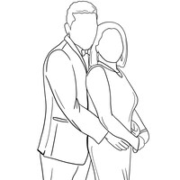 Couple Outline, One to Two People Outline Drawing, Two Person Sketch ...