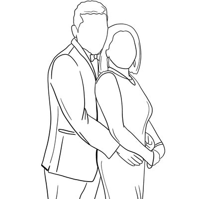 Couple Outline, One to Two People Outline Drawing, Two Person Sketch ...