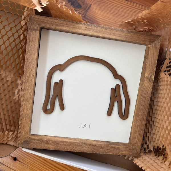 Custom Dog Ear Portrait | Handmade Wood Pet Memorial Art, Dog Lover ...