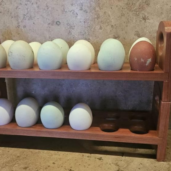 Handmade Cherry Wood Egg Holder – Stackable Countertop & Fridge Storage ...