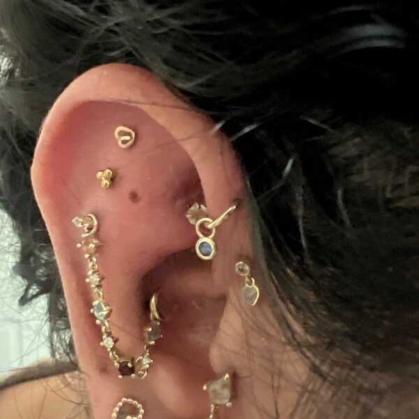 14K Solid Gold Hinged Clicker Hoop Belly Button Hoop Huggie Hoop ...