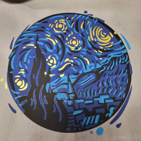 The Starry Night SVG Layered File Digital Illustration, Digital ...