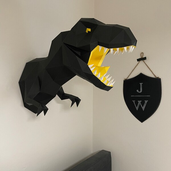 T-rex Trophy Sculpture, Pre-cut DIY Papercraft Kit, Multi-color Option ...