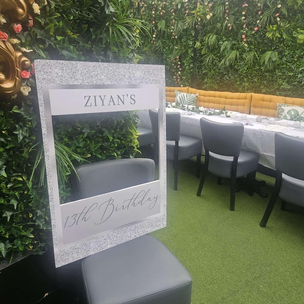 Retro Birthday Party Photobooth Frame and Matching Party Sign, Editable ...