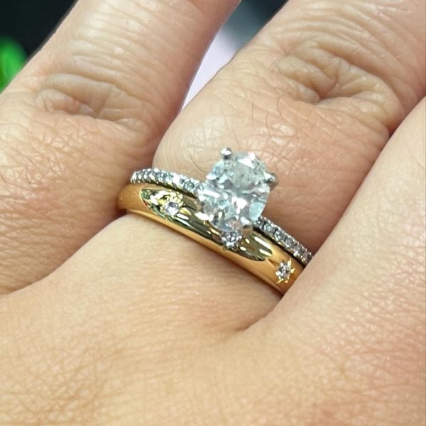 Thin Starburst Diamond Ring, Star Setting Celestial Ring, Gold Ring ...