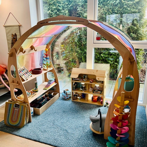 Wooden Waldorf Playstand Kids Play Gym 1st Birthday Christmas Gift Play ...