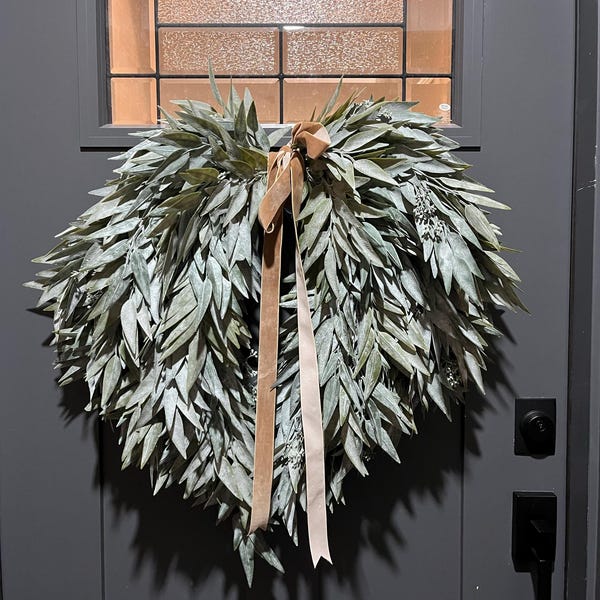 Elegant Cedar Wreath,winter Greenery Wreath,simple Christmas Wreath ...