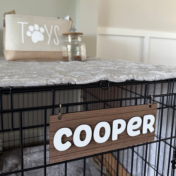 Walnut Personalized Crate Sign, Custom Dog Decor, Hanging Crate Tag ...