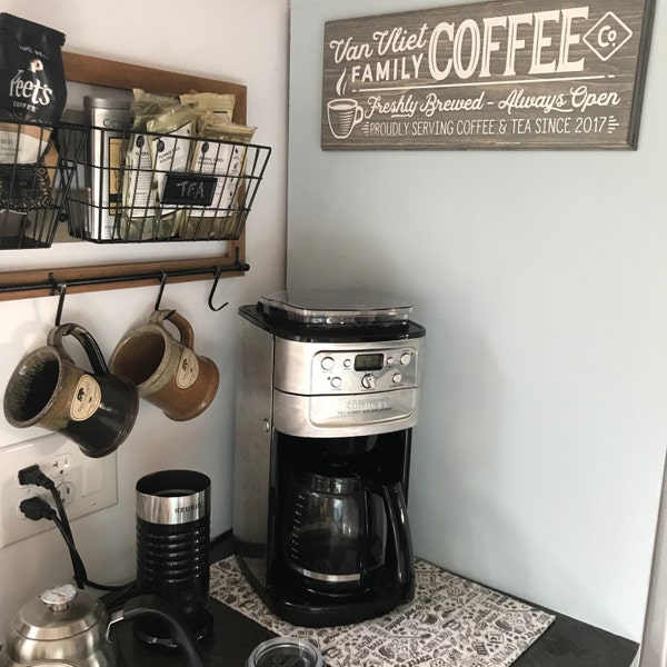 Personalized Coffee Shop Farmhouse Retro Style Wood Sign. 3 Sizes 9 ...
