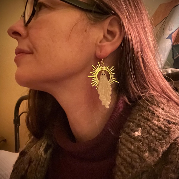 THE ORIGINAL Gold and Opalescent Ghost Earrings | Halloween | Polymer ...