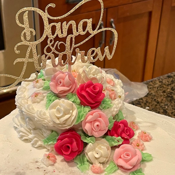 Custom Names Cake Topper, Personalized Cake Topper With Two Names ...