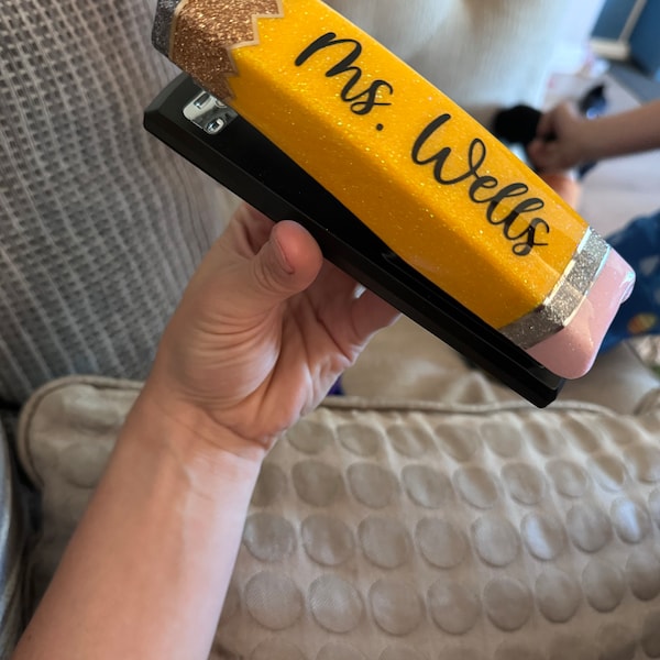Personalized Custom Pencil Glittered Resin Staplers - Etsy
