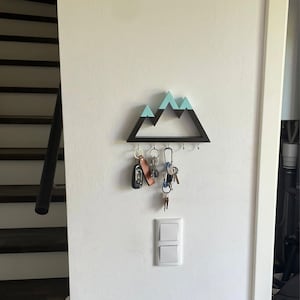 Floating Wooden Shelf With Key Hooks Wall Key Holder Entryway Shelf ...