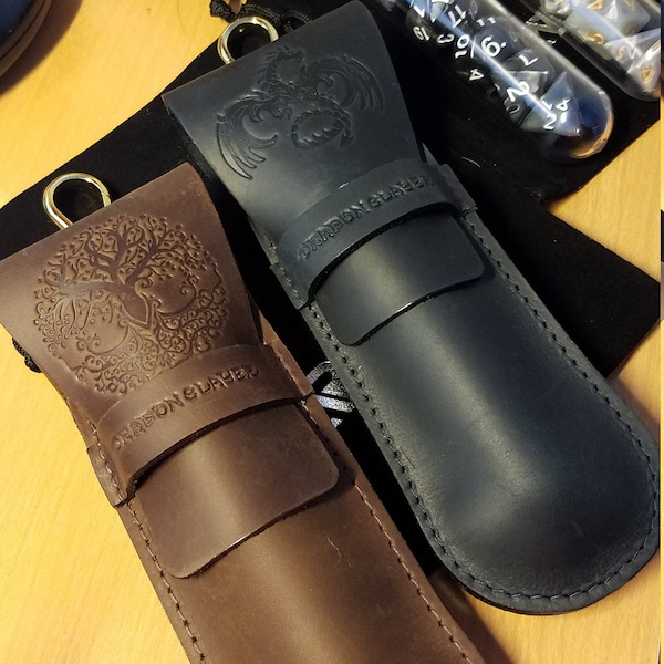 RPG Dice Potion Bag With Fantasy Dice Potion Flask Set: Black Leather ...