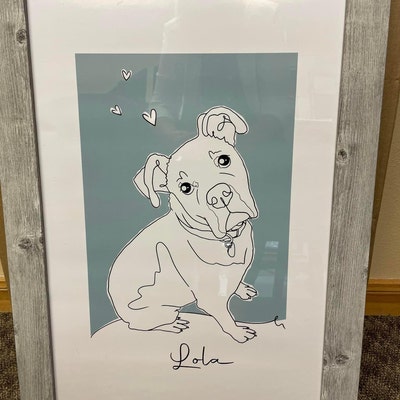Custom Pet Portrait, Custom Line Art, Dog Memorial Portrait ...
