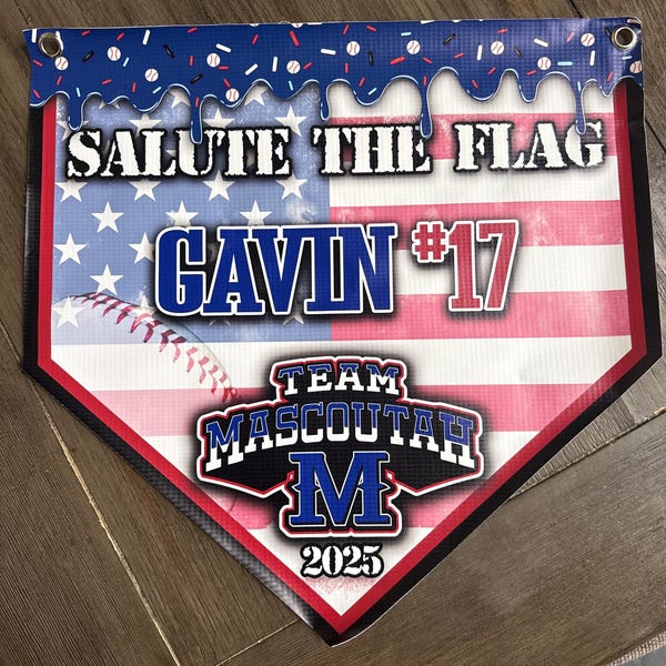 Custom Baseball Home Plate Pennant Vinyl Banner - Classic Stitch ...