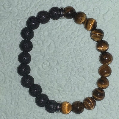 Tiger Eyes & Lava Rock Essential Oil Diffuser Bead High Quality Stretch ...