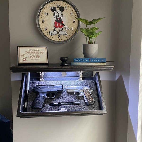 18" X 10" Oak Tactical Concealment Shelf With Secret Hidden Compartment ...